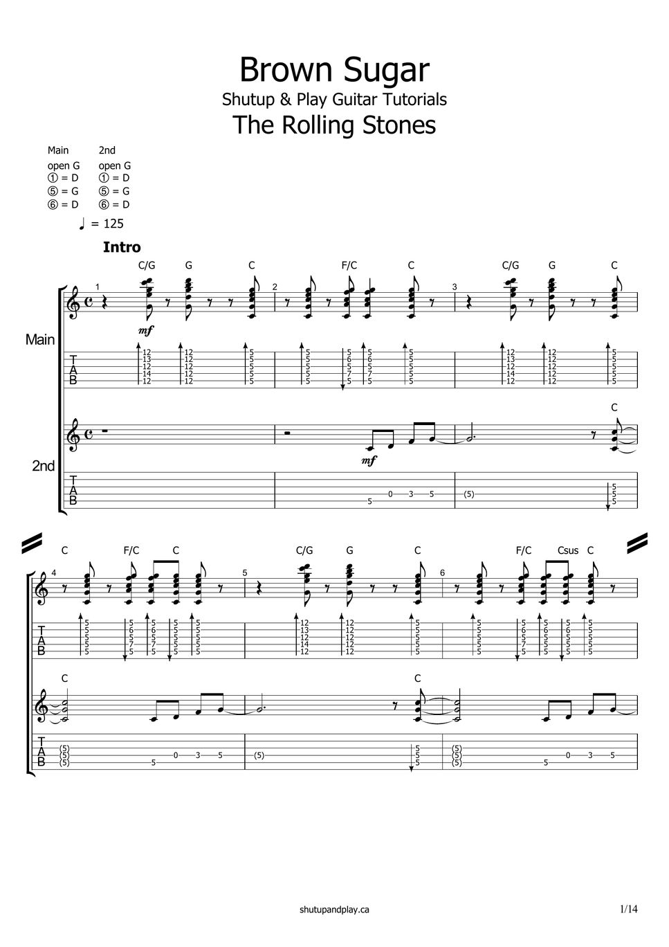 The Rolling Stones - Brown Sugar Sheets by Shutup & Play Guitar Tutorials