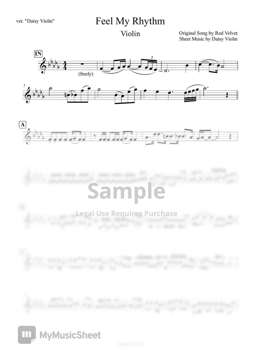 Red Velvet - Feel My Rhythm (Violin) Sheet Music by Daisy Violin