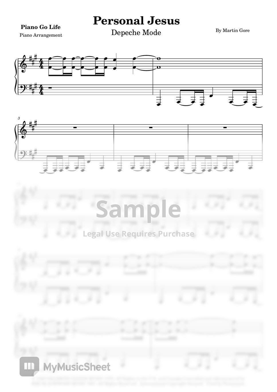 Depeche Mode - Personal Jesus 악보 by Piano Go Life