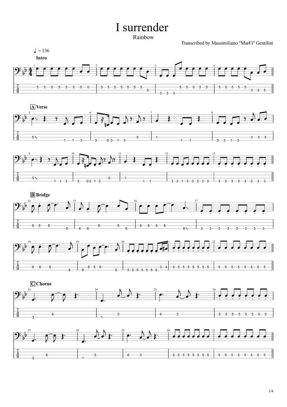 Rainbow - I surrender 악보 by Massimiliano Gentilini Rainbow - I surrender 악보 by Massimiliano Gentilini
