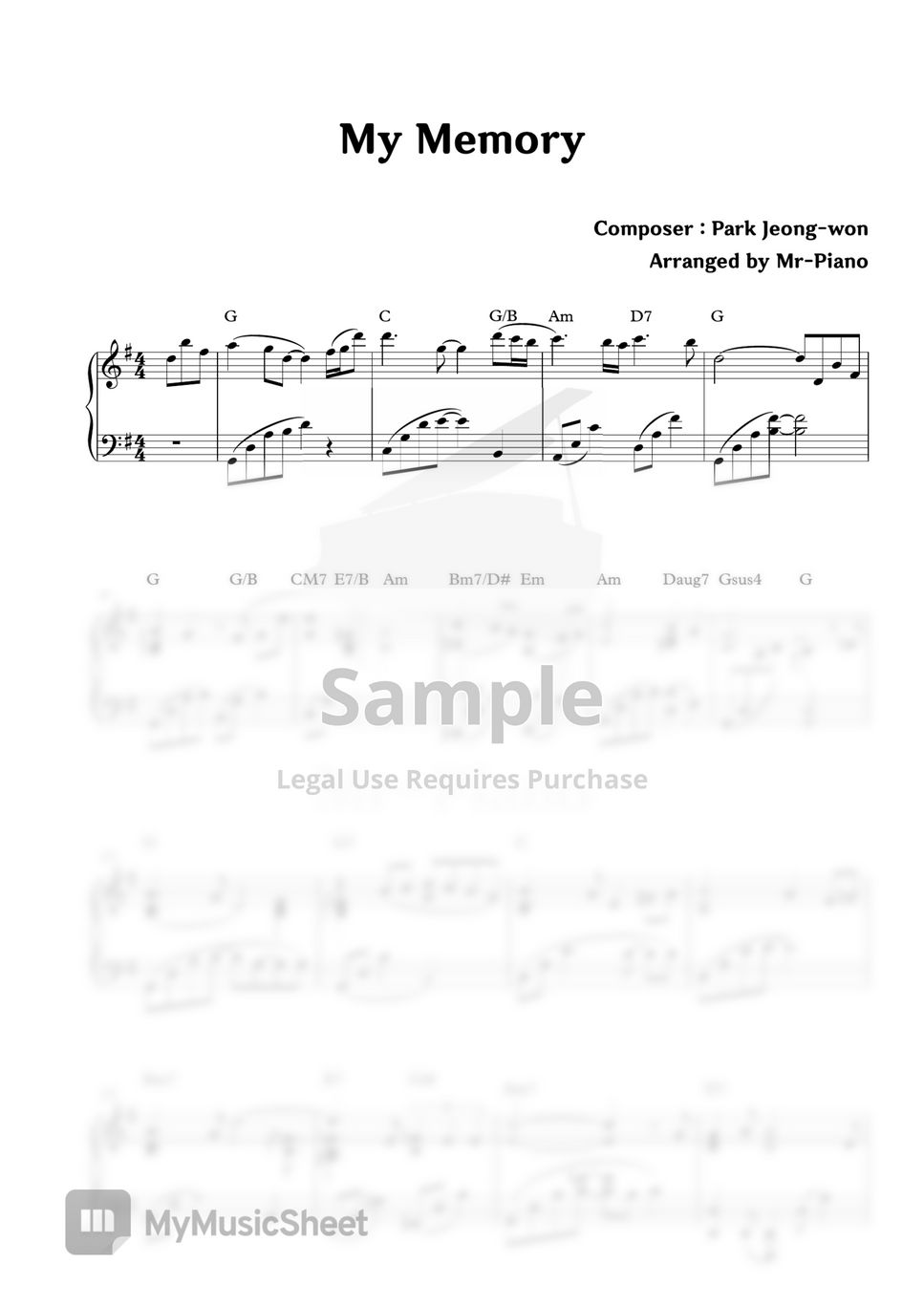 Ryu My Memory Winter Sonata Ost Sheets By Mr Piano