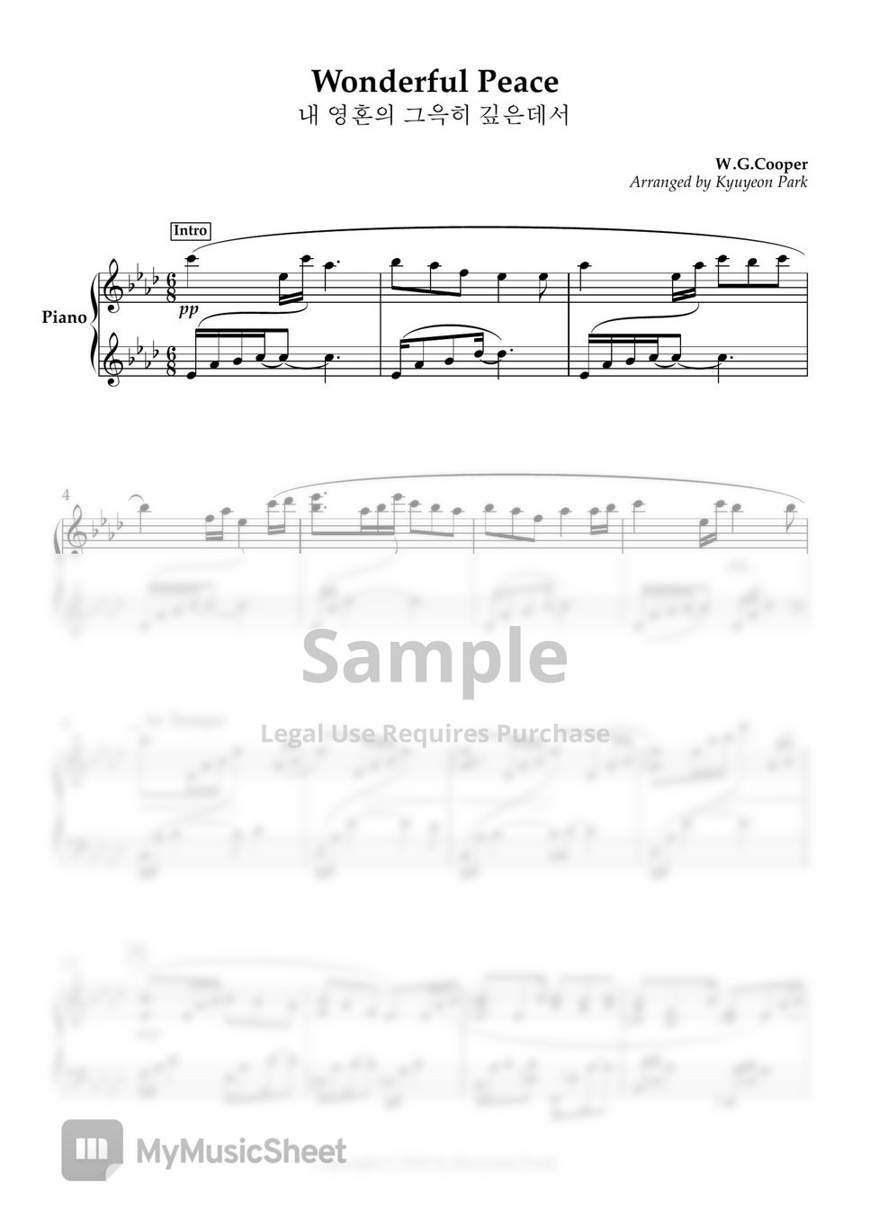 W G Cooper 내 영혼의 그윽히 깊은데서 Partition Musicale By Kyuyeon Park