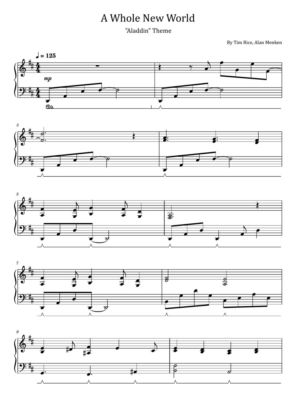 Tim Rice,Alan Menken - A Whole New World ("Aladdin" Theme - For Easy Piano) Hoja by poon