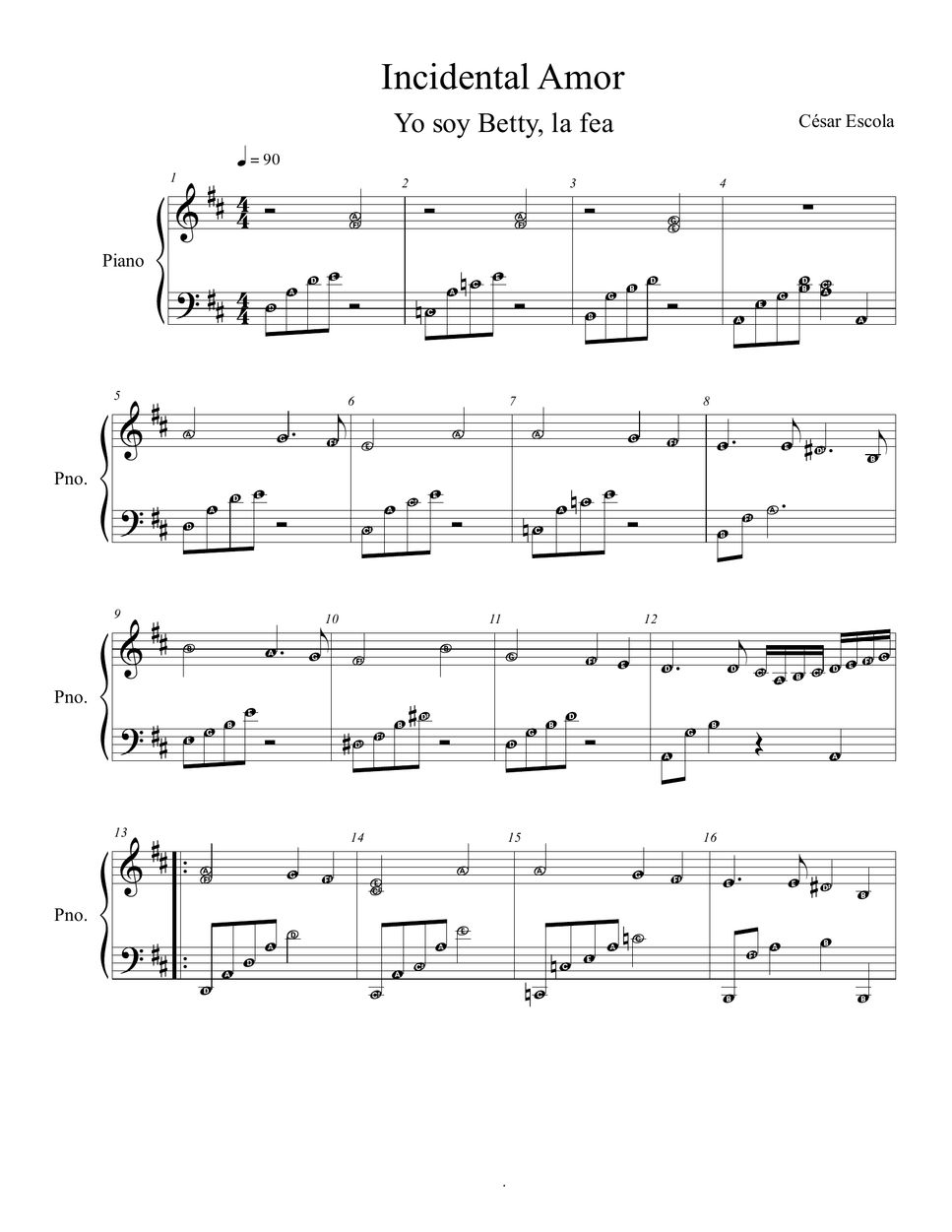 Cesar Escola - Incidental amor Partitura