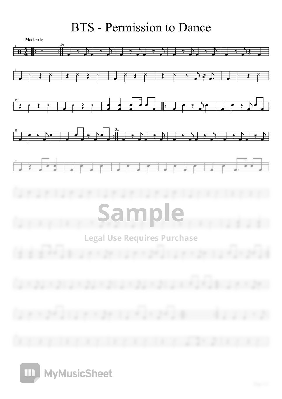 BTS (방탄소년단) - Permission to Dance (cajon) Sheets by A Fu