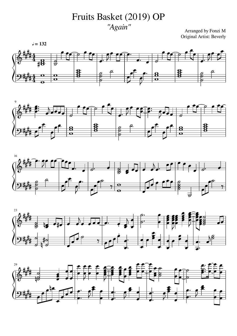 Beverly - Fruits Basket (2019) OP - "Again" Sheets by Fonzi M