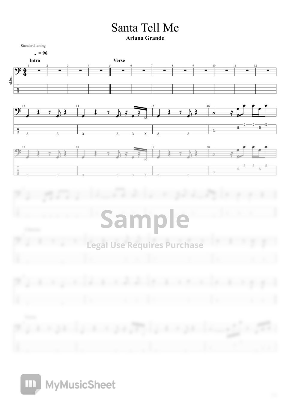 Ariana Grande - Santa Tell Me Tab + 1staff by TUNA CRACKER