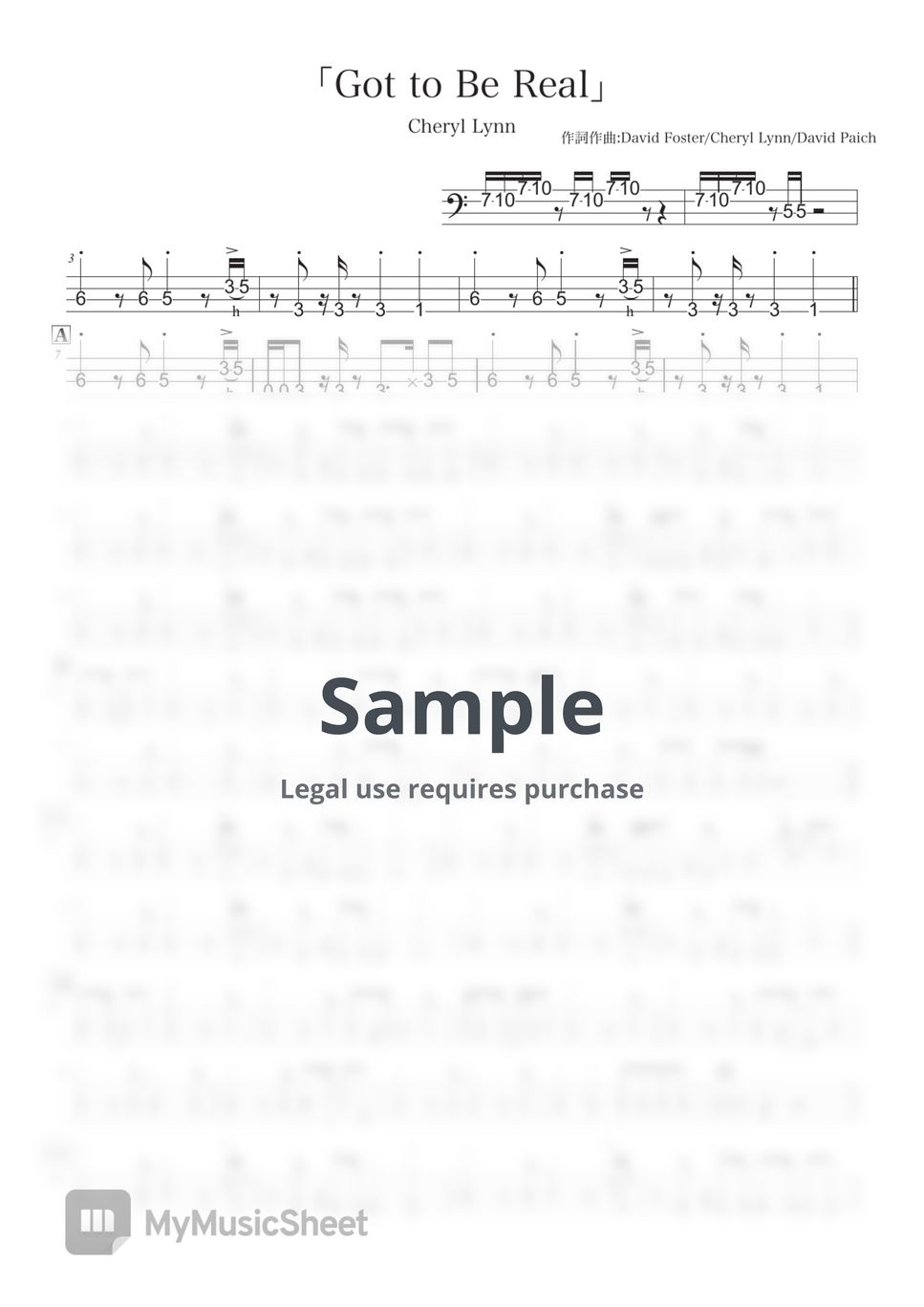 Cheryl Lynn - Go to Be Real (ベース譜/TAB譜のみ) Sheet Music by きどりん