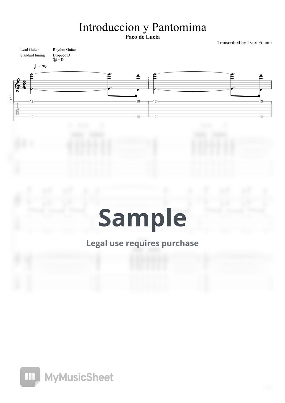 Paco De Lucia - Introducción y Pantomima Sheets by Lynx Filante