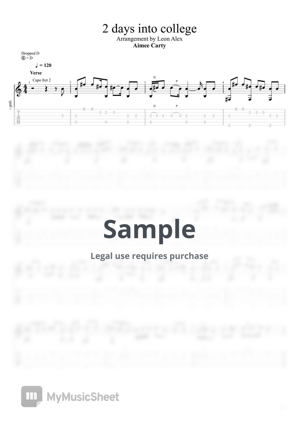 Aimee Carty - 2 days into college Sheet Music by Leon Alex