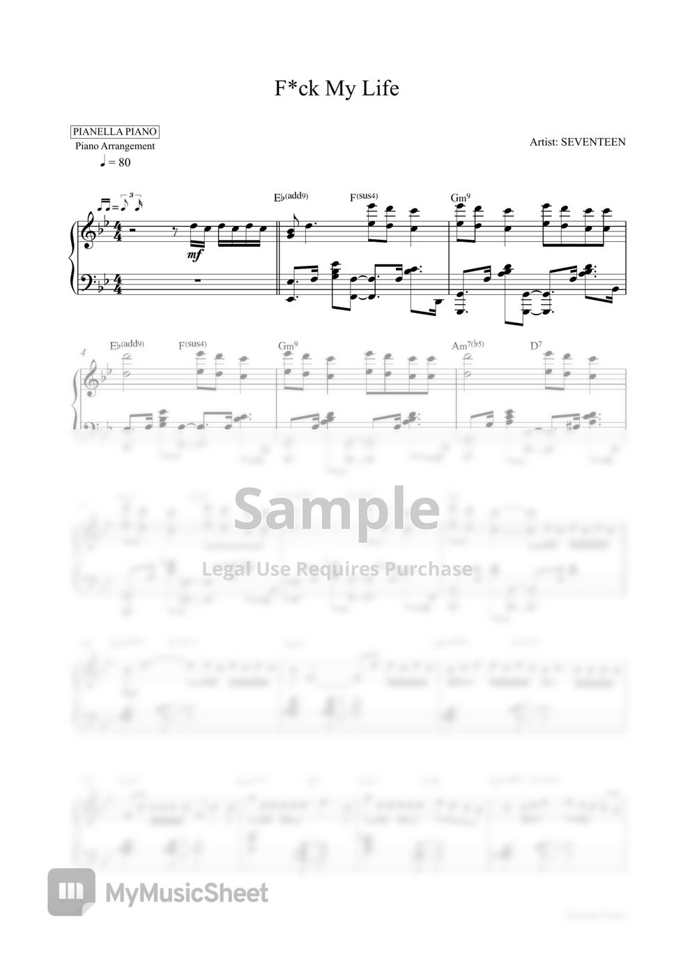 SEVENTEEN - F*ck My Life (Piano Sheet) Sheets by Pianella Piano