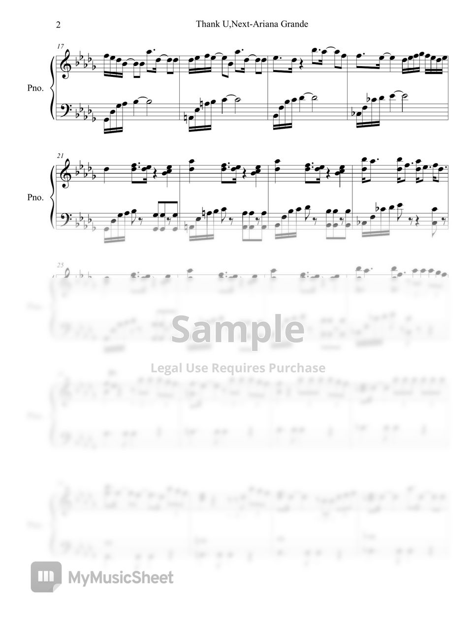 ariana grande - thank U,next Sheet by lisamusic