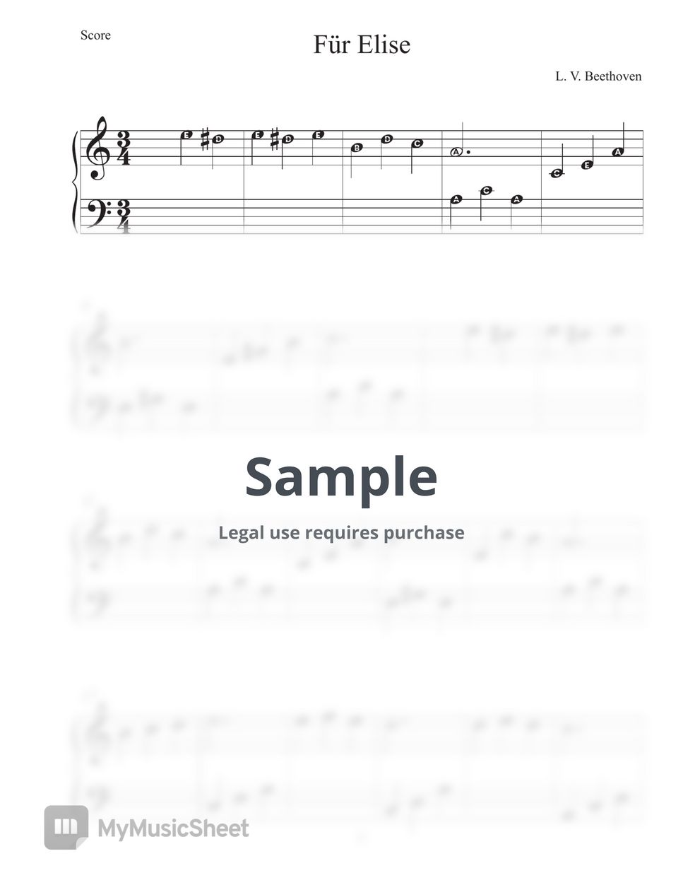 Beethoven - Fur Elise Sheets by Cathy Pate