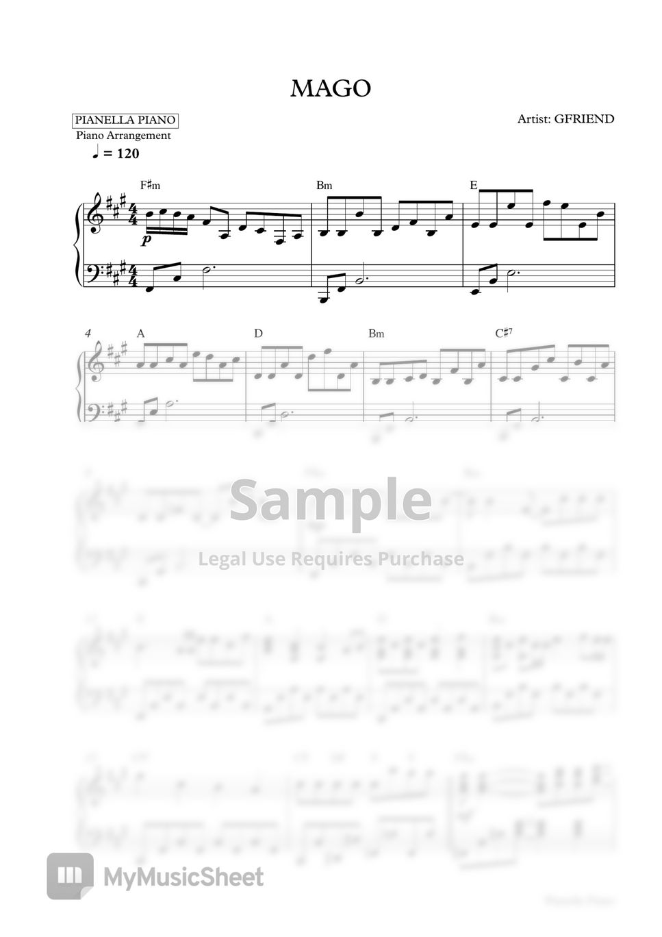 GFRIEND - MAGO (Piano Sheet) 악보 by Pianella Piano