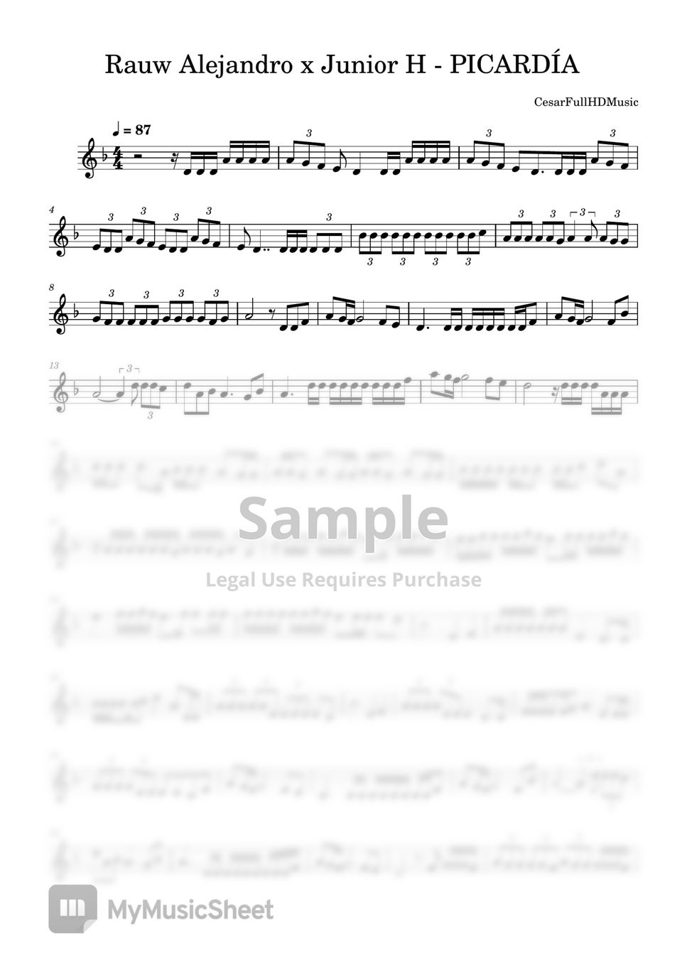 Rauw Alejandro x Junior H - PICARDÍA Sheet Music