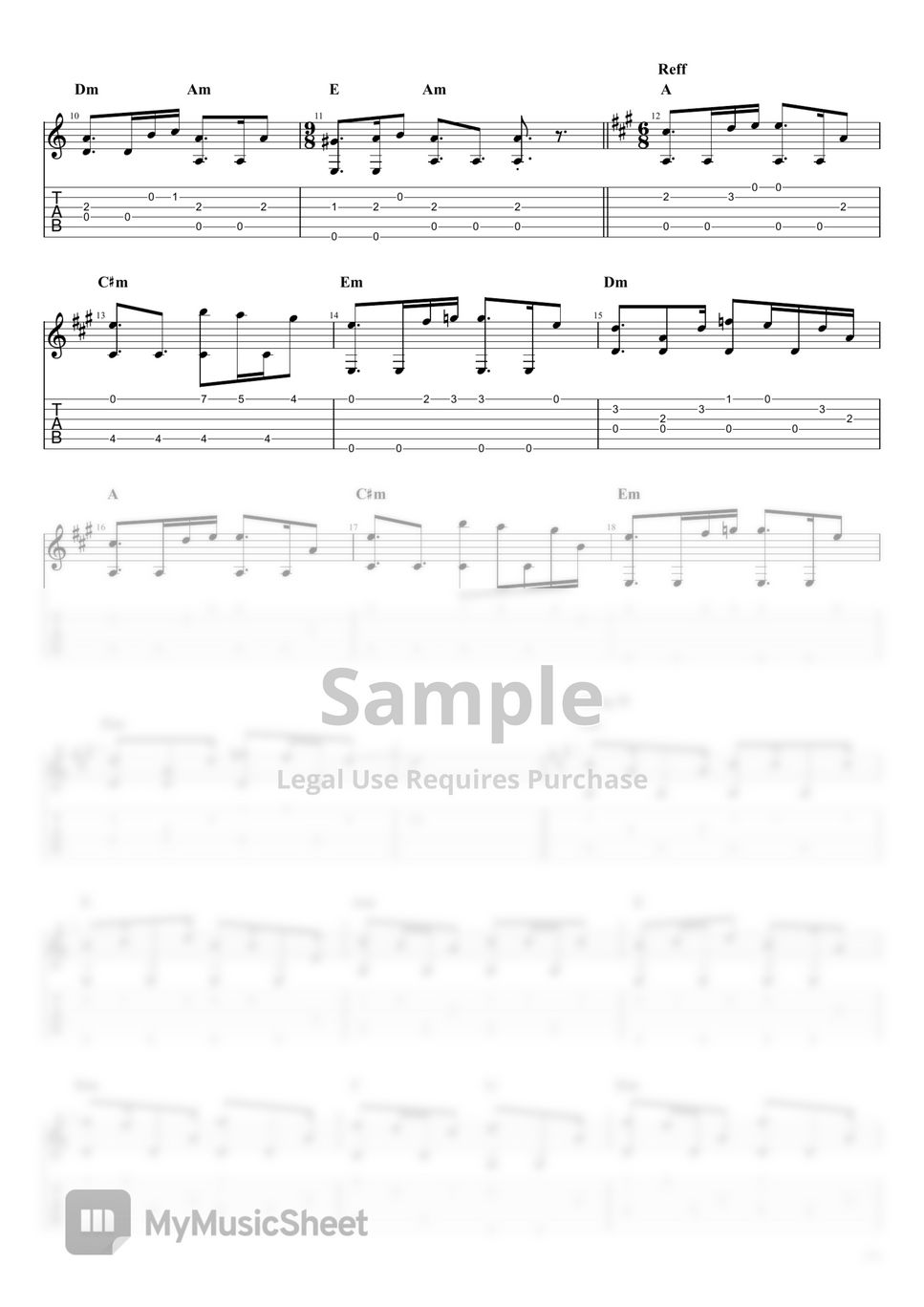 Dewa 19 - Roman Picisan 曲谱 + 单线谱 by Fiqri Gusfa