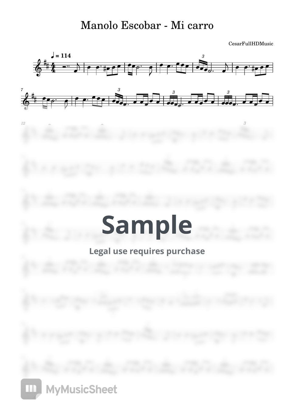Manolo Escobar - Mi carro Sheets