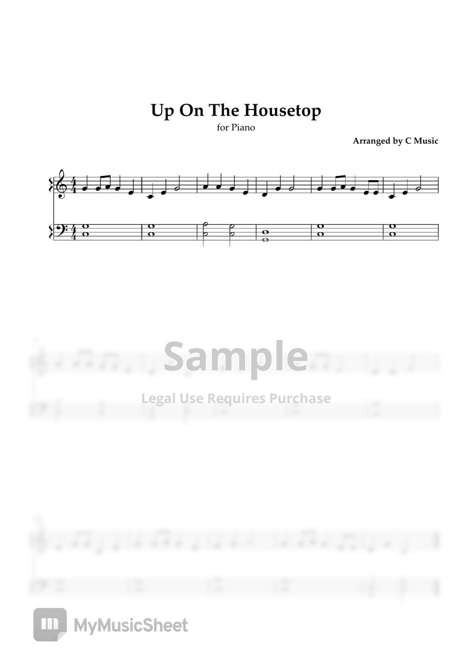 Benjamin Russell Hanby - Up on the House Top (Easy Version) Sheet Music ...