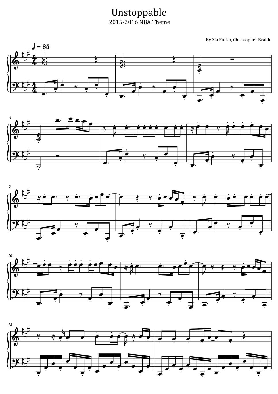 By Sia Furler, Christopher Braide - Unstoppable (Sia - 2015-2016 NBA ...