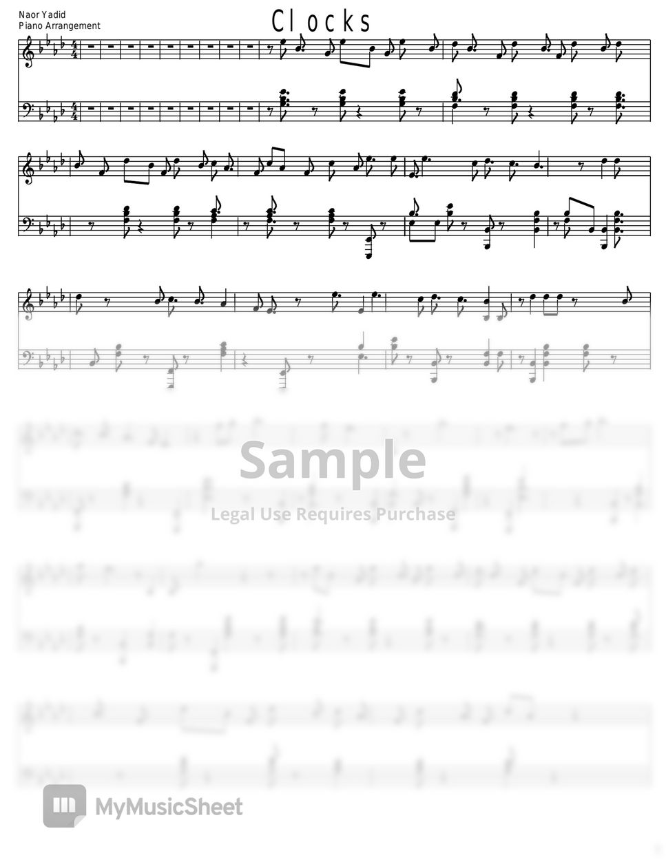 Coldplay - Clocks 악보 by Naor Yadid