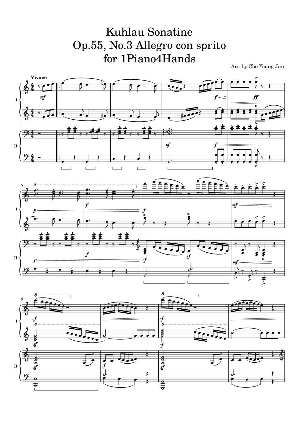 Kuhlau - Kuhlau Piano Sonatine Op 55, No 3 for 1Piano4Hands ...