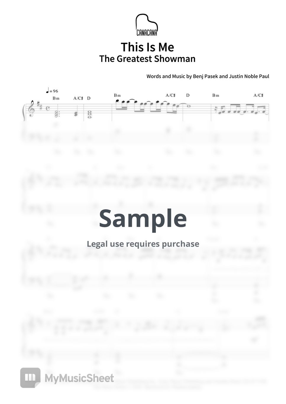 The Greatest Showman - This Is Me Sheets by CANACANA family