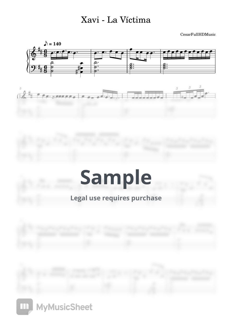 Xavi - La Víctima Piano Sheet Music PDF | mymusic5