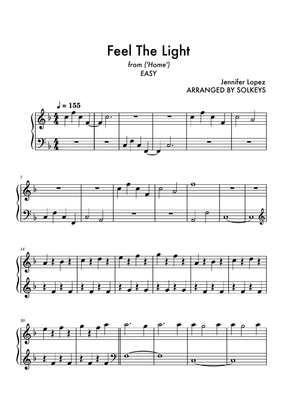 Jennifer Lopez - Feel The Light 악보 by SolKeys