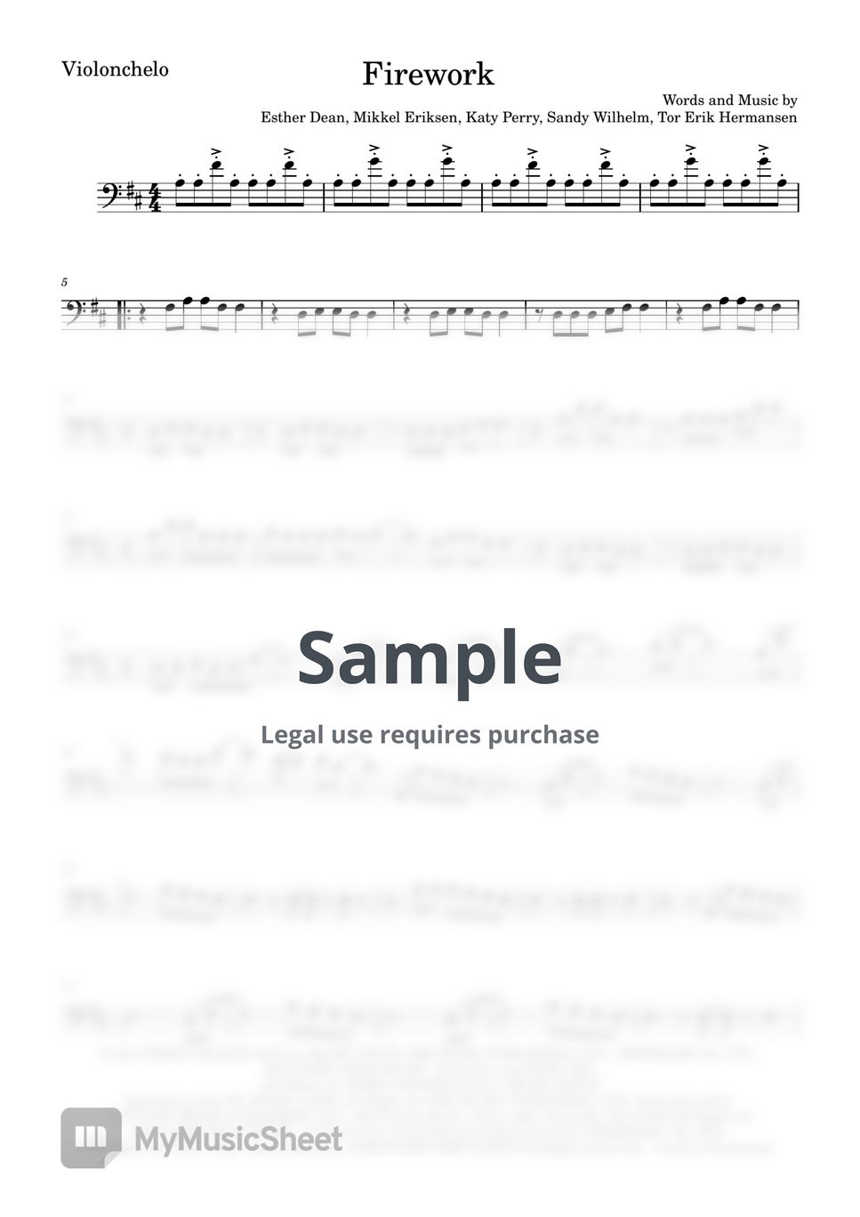 Katie Perry - Firework (Cello Duet) Sheets by Estreguin