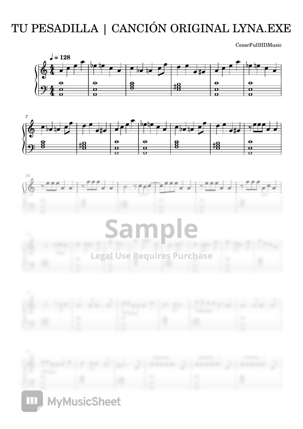 Lyna Vlogs - TU PESADILLA Sheet Music