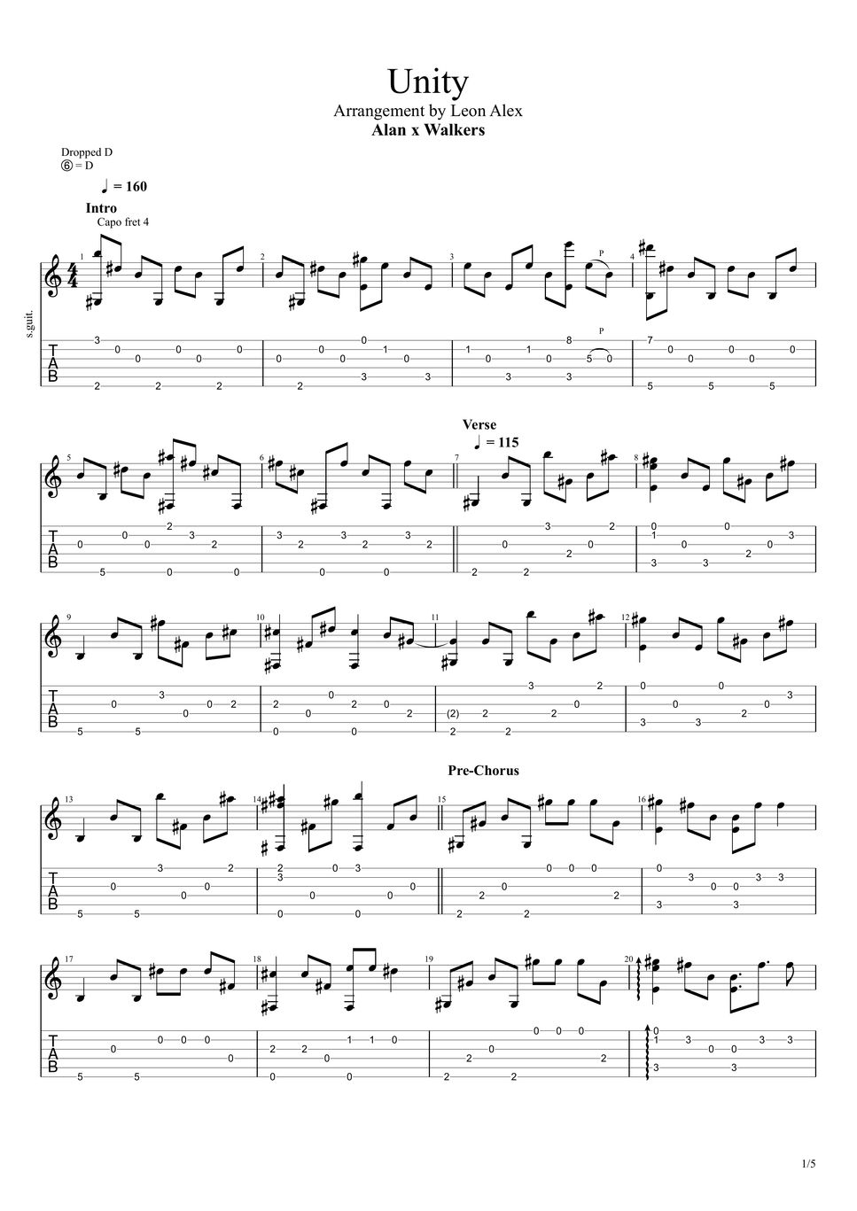 Alan x Walkers - Unity (Fingerstyle) Sheets by Leon Alex