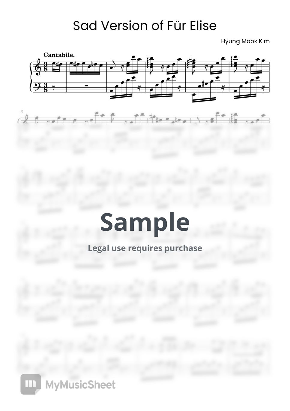 L.V.Beethoven - Für Elise (Sad Version) Sheets by Hyung Mook Kim