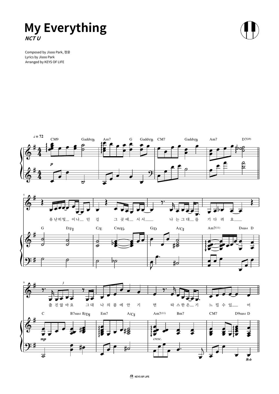 NCT U - My Everything (Piano/Vocal) Sheets