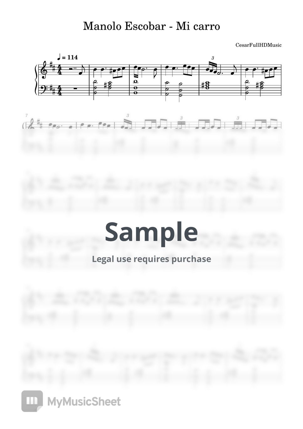 Manolo Escobar - Mi carro 악보