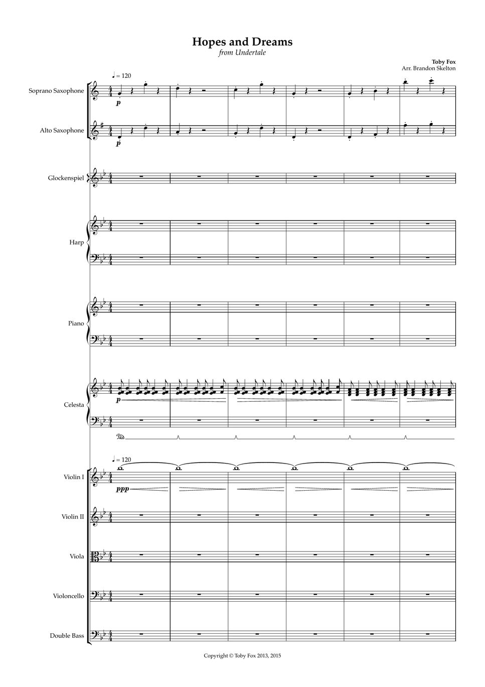 Undertale - Toby Fox - Hopes and Dreams (Full Score) 樂譜 by Brandon Skelton