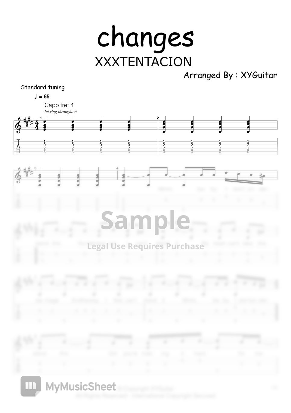 XXXTENTACION - changes Sheets by XYGuitar