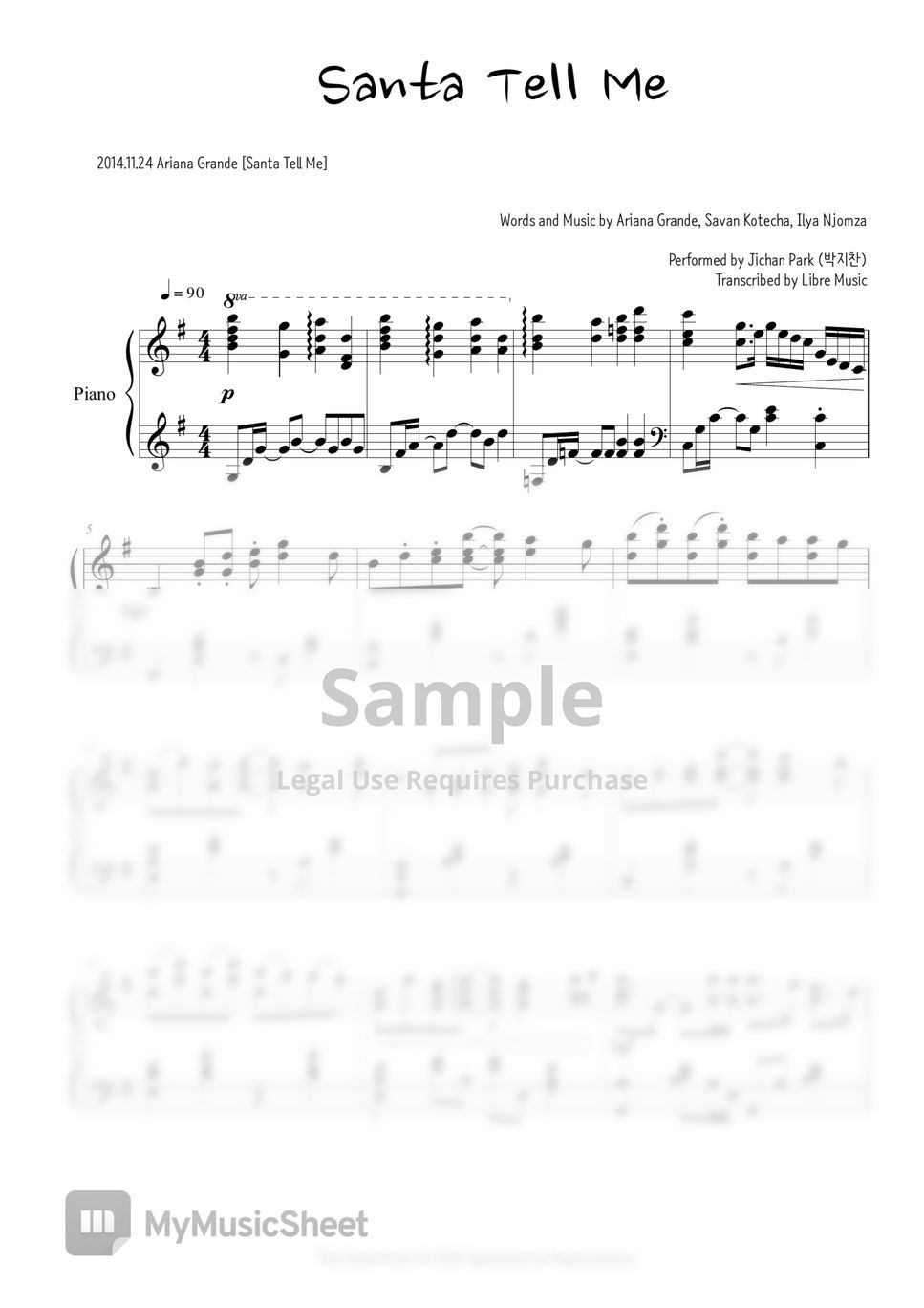 Ariana Grande - Santa Tell Me โน้ตเพลง by JichanPark