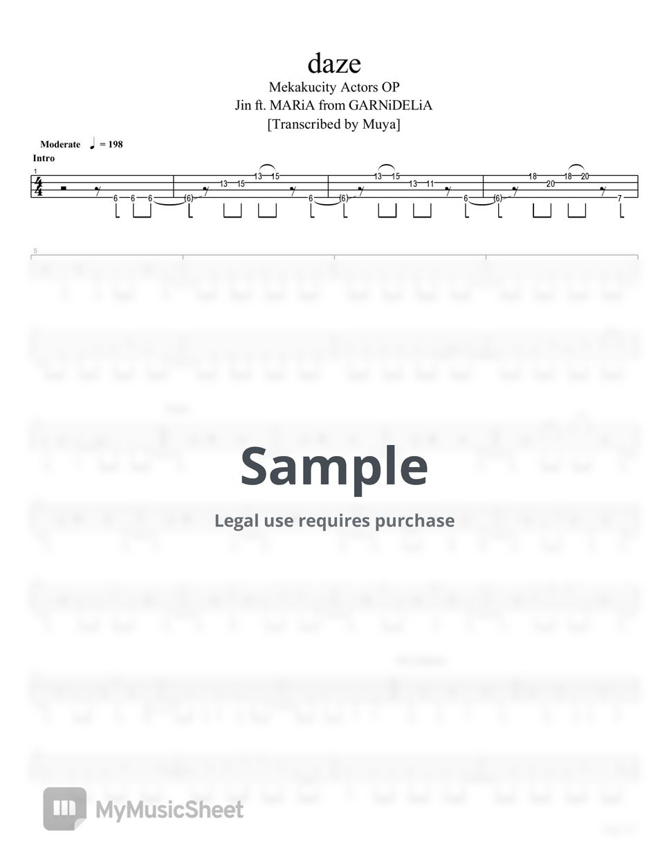 Jin - daze (Bass TAB) แผ่น by Muya