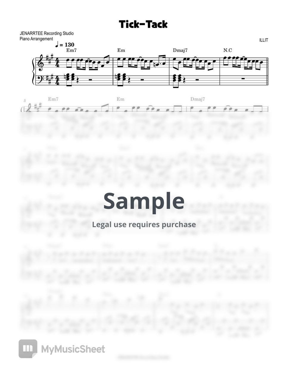 ILLIT - Tick-Tack Sheet Music by JENARRTEE Recording Studio