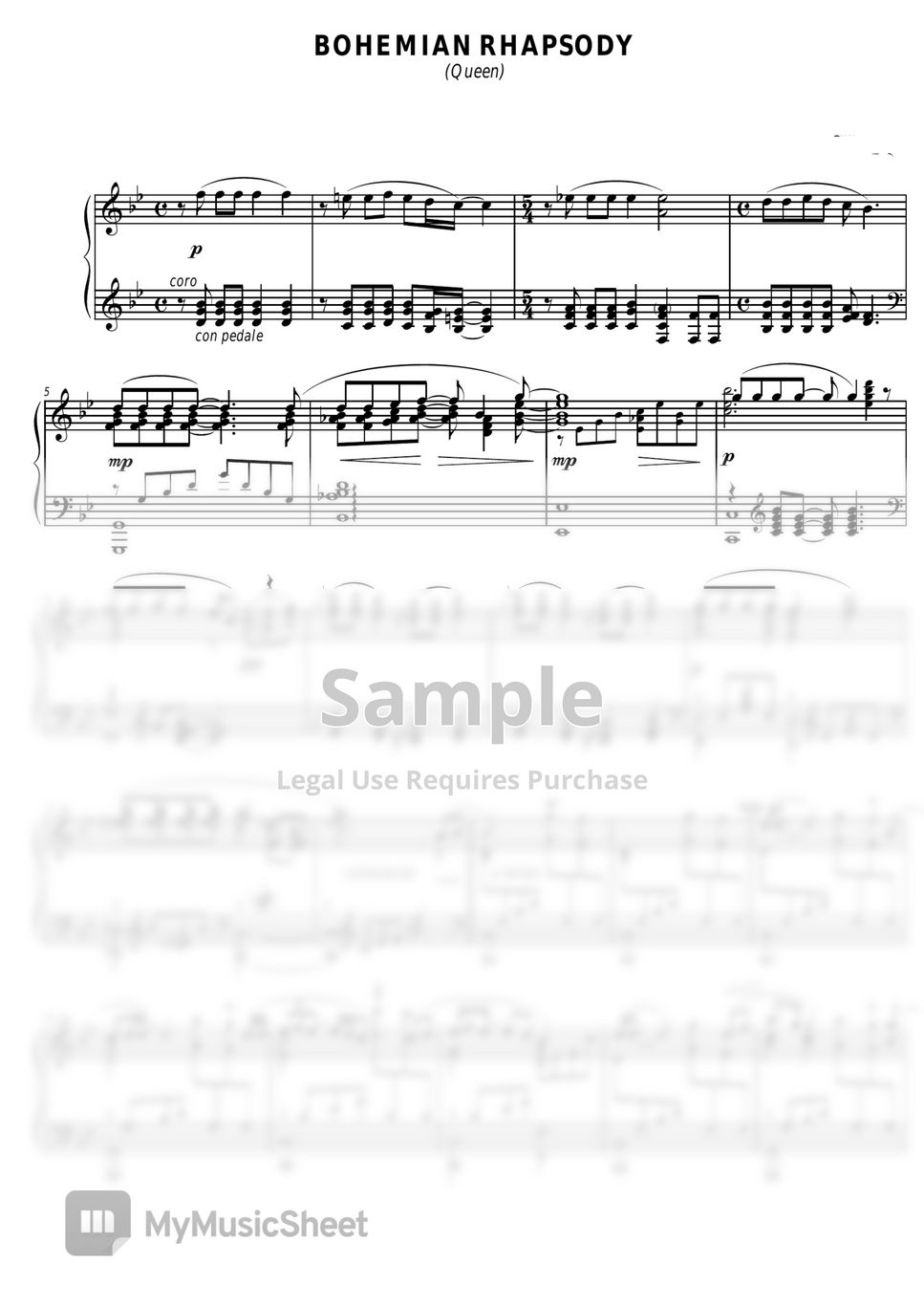 Queen - Bohemian Rhapsody Sheet Music
