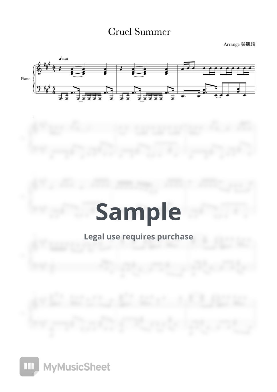 Taylor Swift - Cruel Summer Sheets by Kaichiteacher