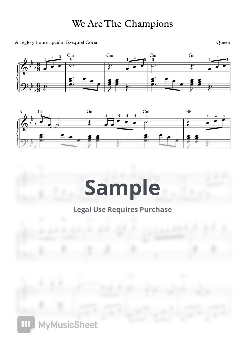 Queen - We Are The Champions Sheet Music by Ezequiel Coria
