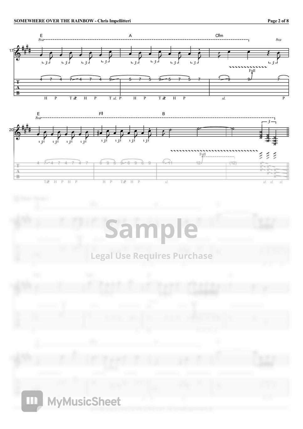 Impellitteri - Somewhere Over The Rainbow 악보