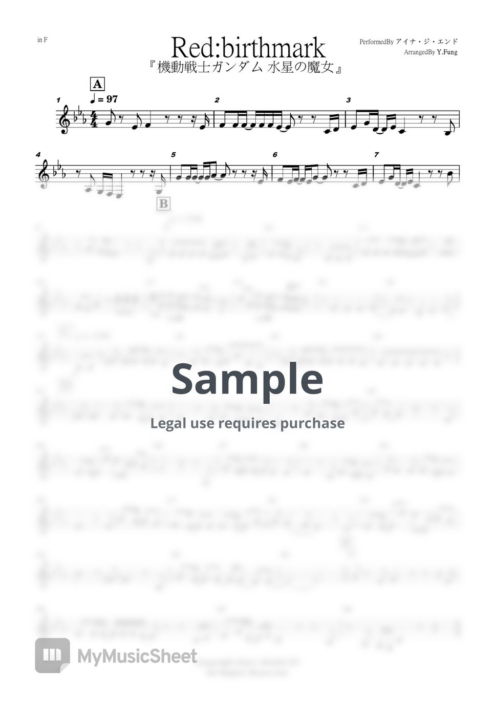 AiNA THE END - Re:birthmark (C/ Bb/ F/ Eb Solo Sheet Music) Sheets by ...