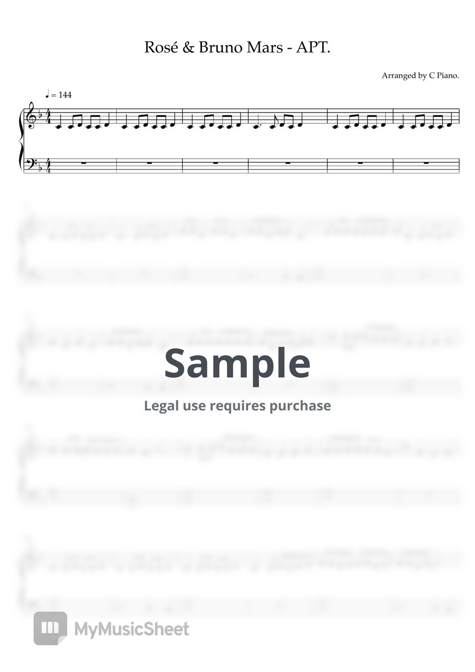 Rosé & Bruno Mars - APT. (Easy Version) Sheets by C Piano