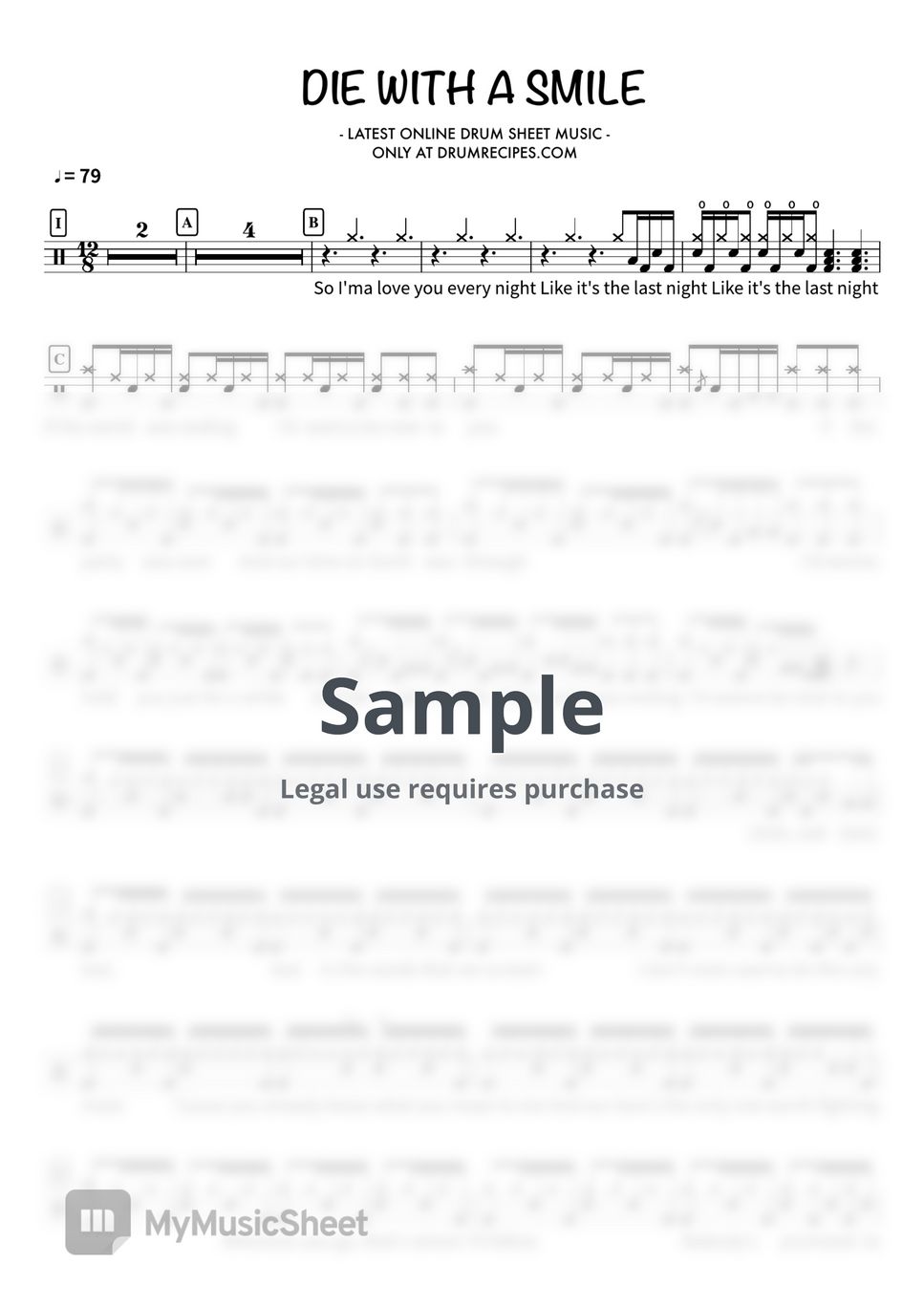 Lady Gaga,Bruno Mars - Die with a smile Sheets by Panos Papadopoulos