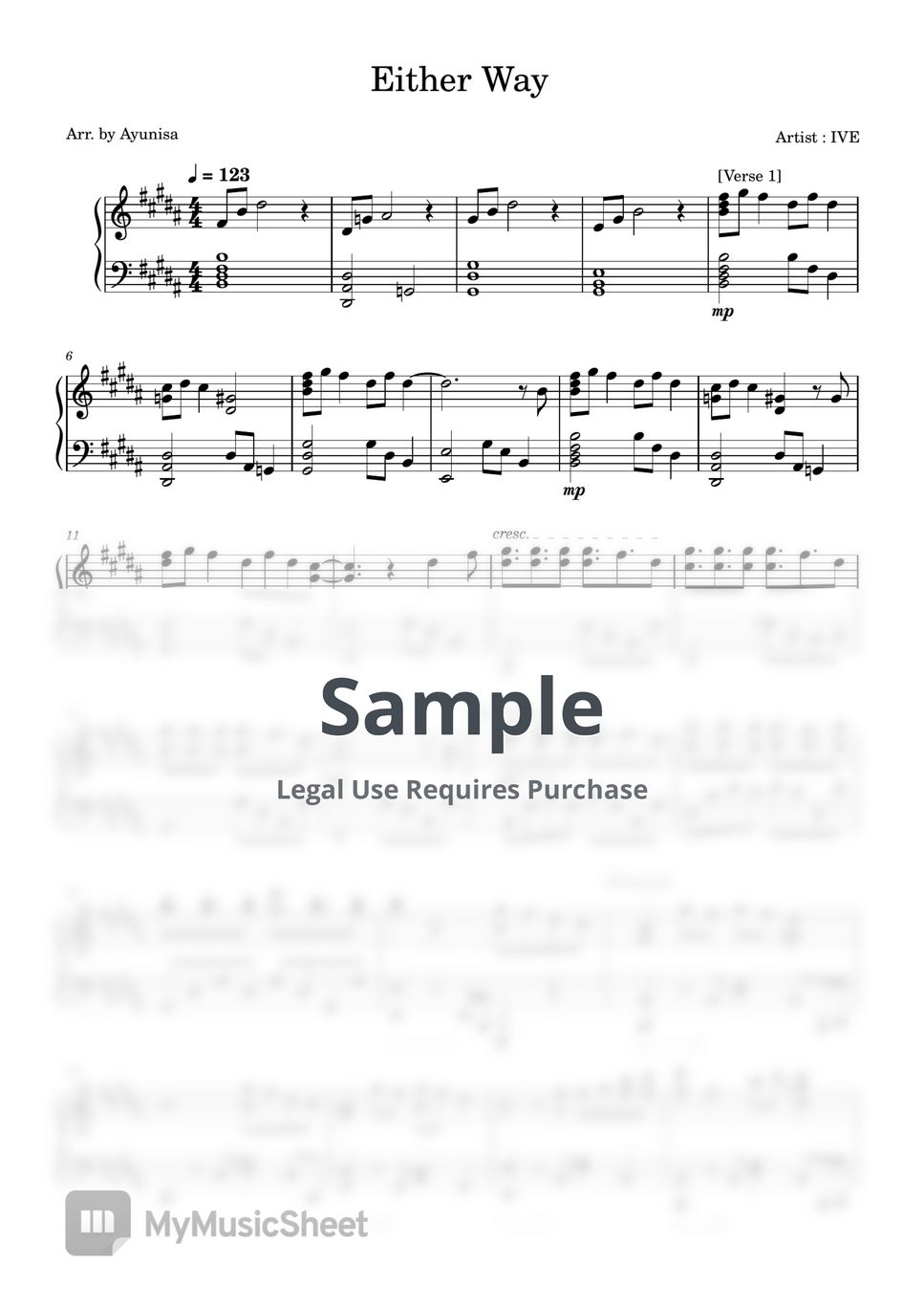 Ive - Either Way (piano) Sheets by ayunisa