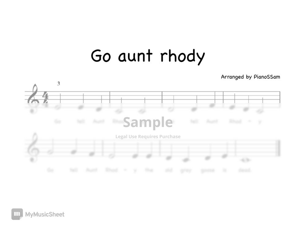 Children's song - Go tell aunt rhody (Level 1) Sheet Music by PianoSSam