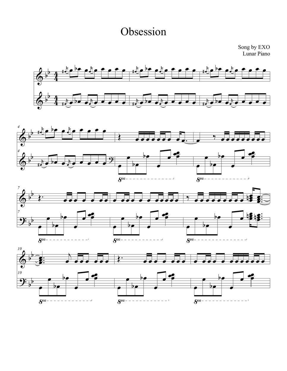 Exo 엑소 Obsession Sheets By Lunar Piano