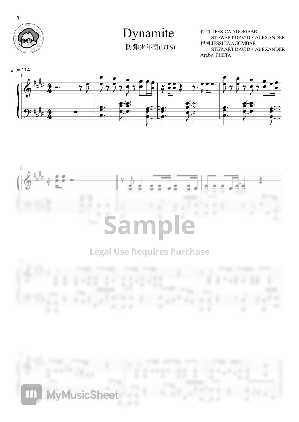 BTS - DYNAMITE Sheets by THETA PIANO